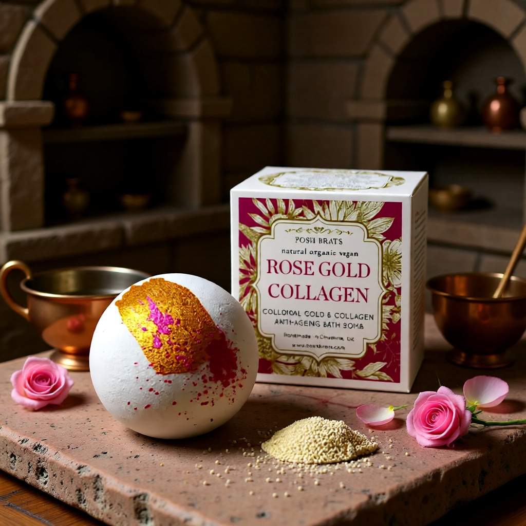 Rose Gold Collagen Aromatherapy Bath Bomb -POSH BRATS BOTANICALS
